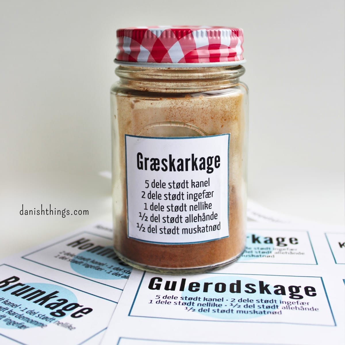 6 krydderiblandinger til kager og småkager + labels - Danish Things