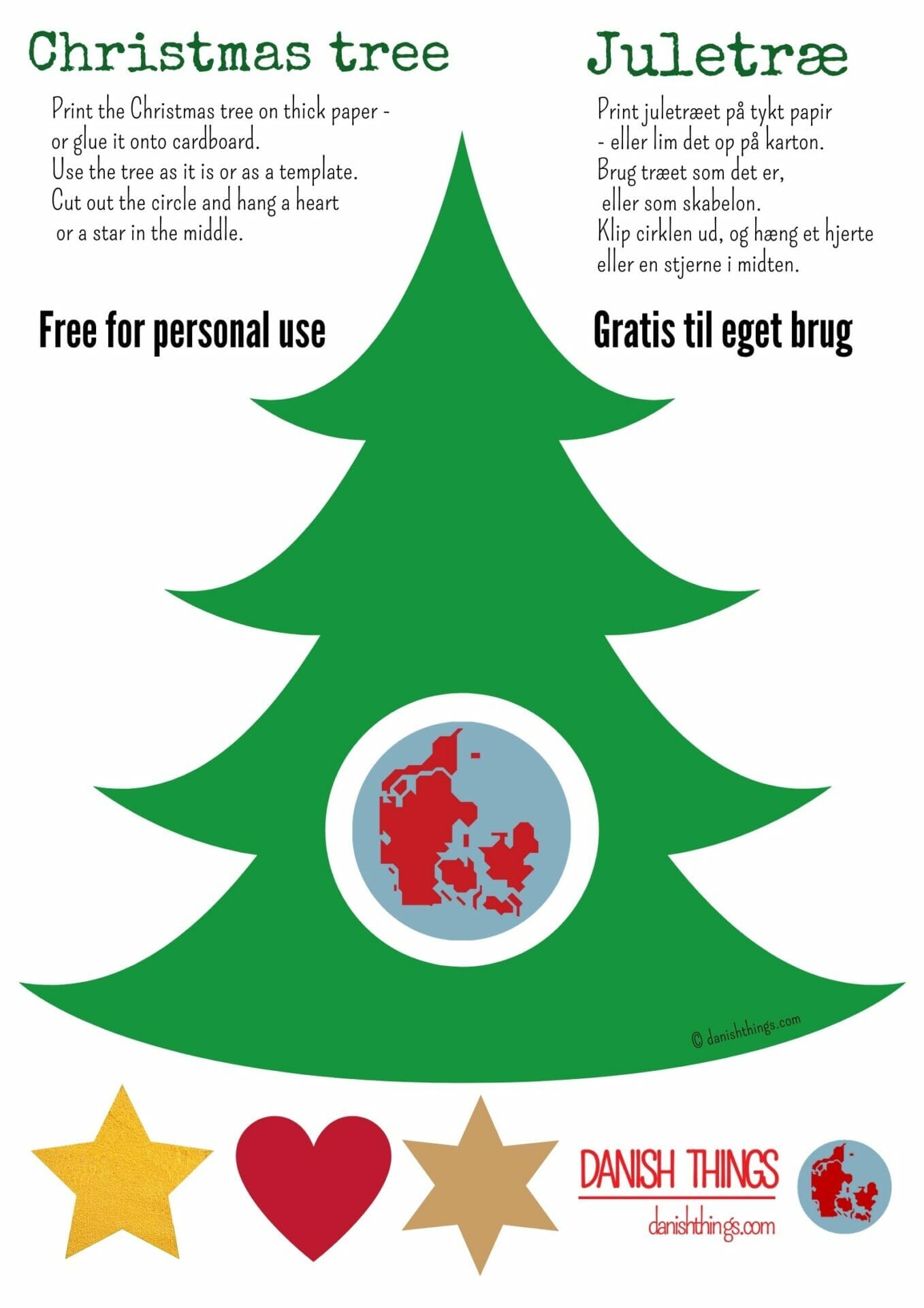 Juletræer til juleklip - gratis skabeloner - Danish Things