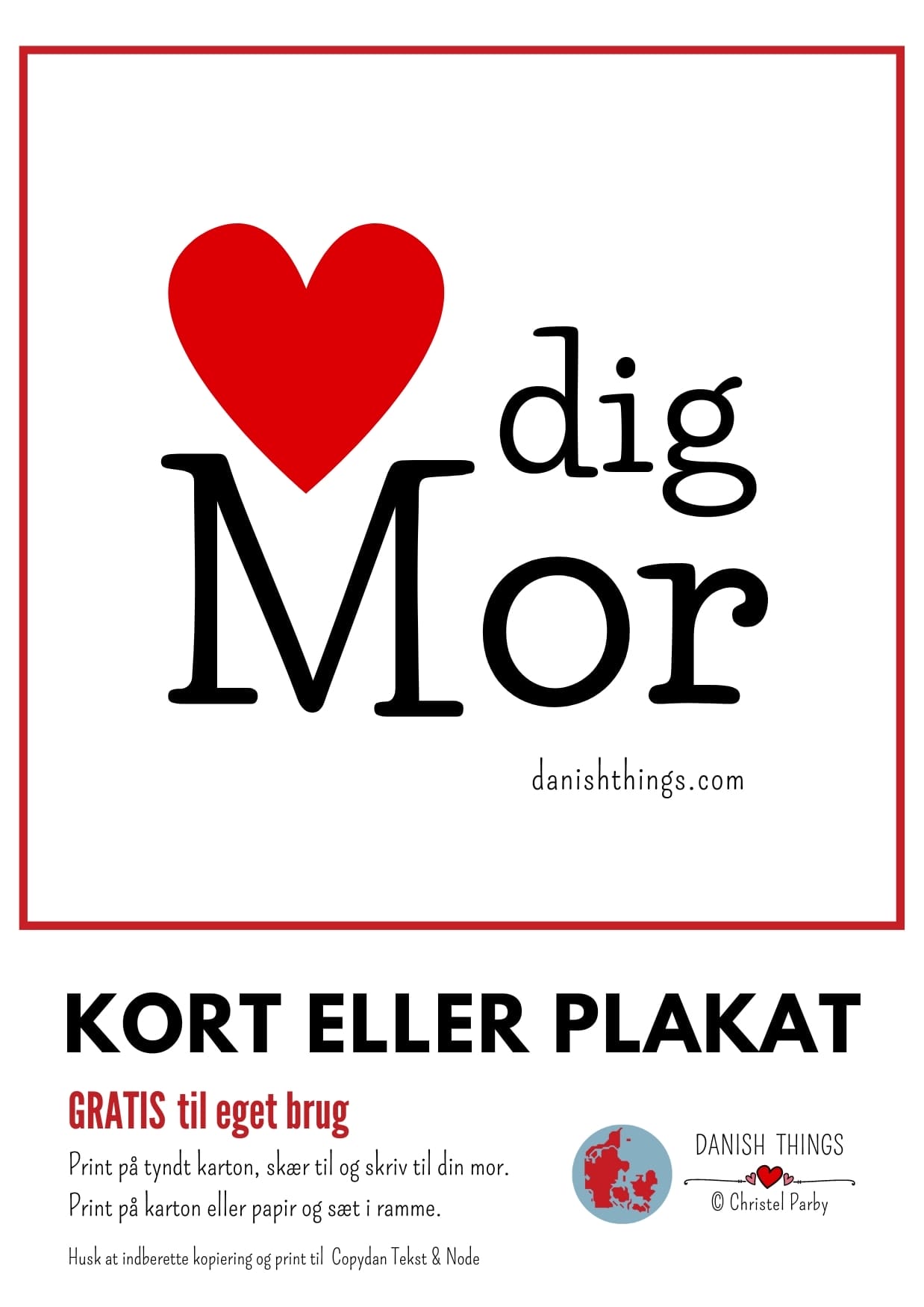 dig mor - et kort, der fejrer din mor - Danish Things