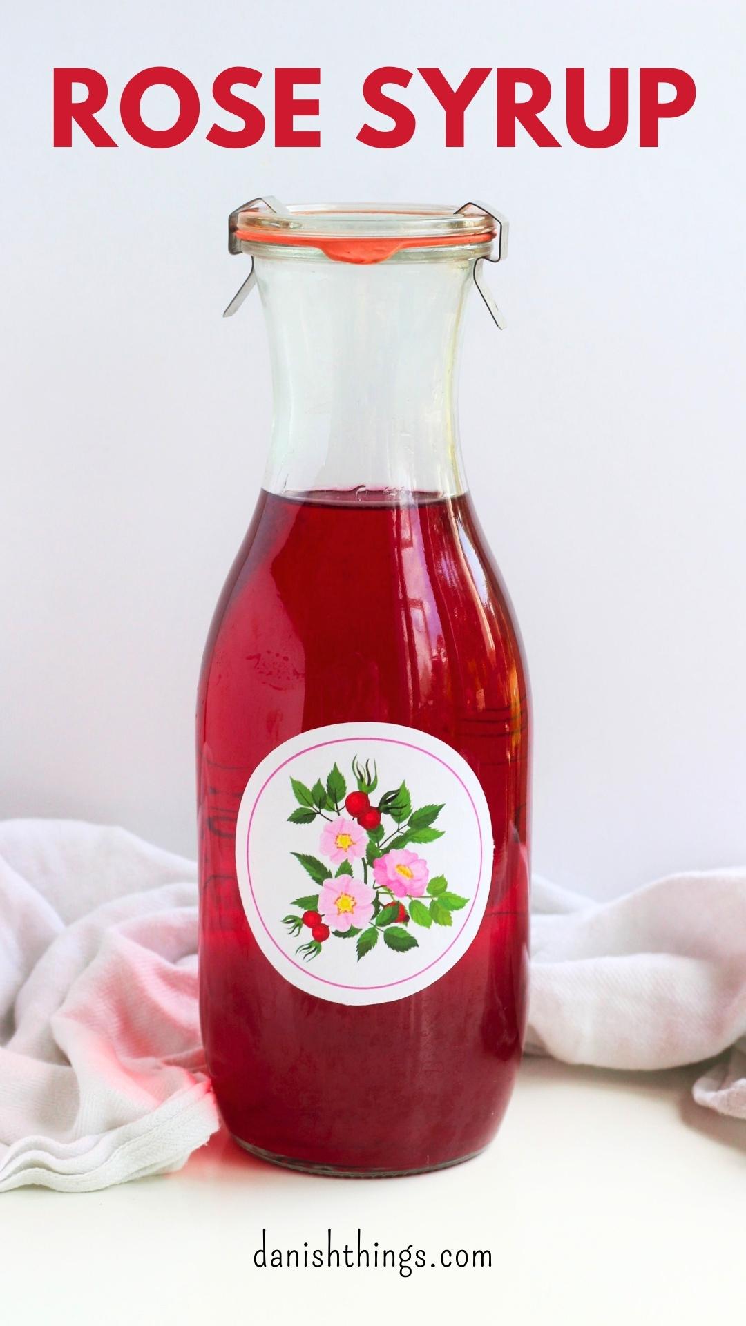 Easy rose syrup - a rosehip rose petal simple syrup - Danish Things