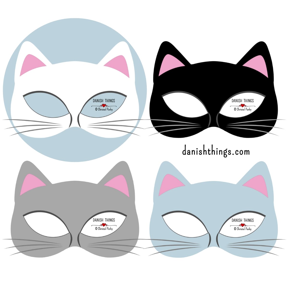 Kattemaske til fastelavn og halloween - Danish Things