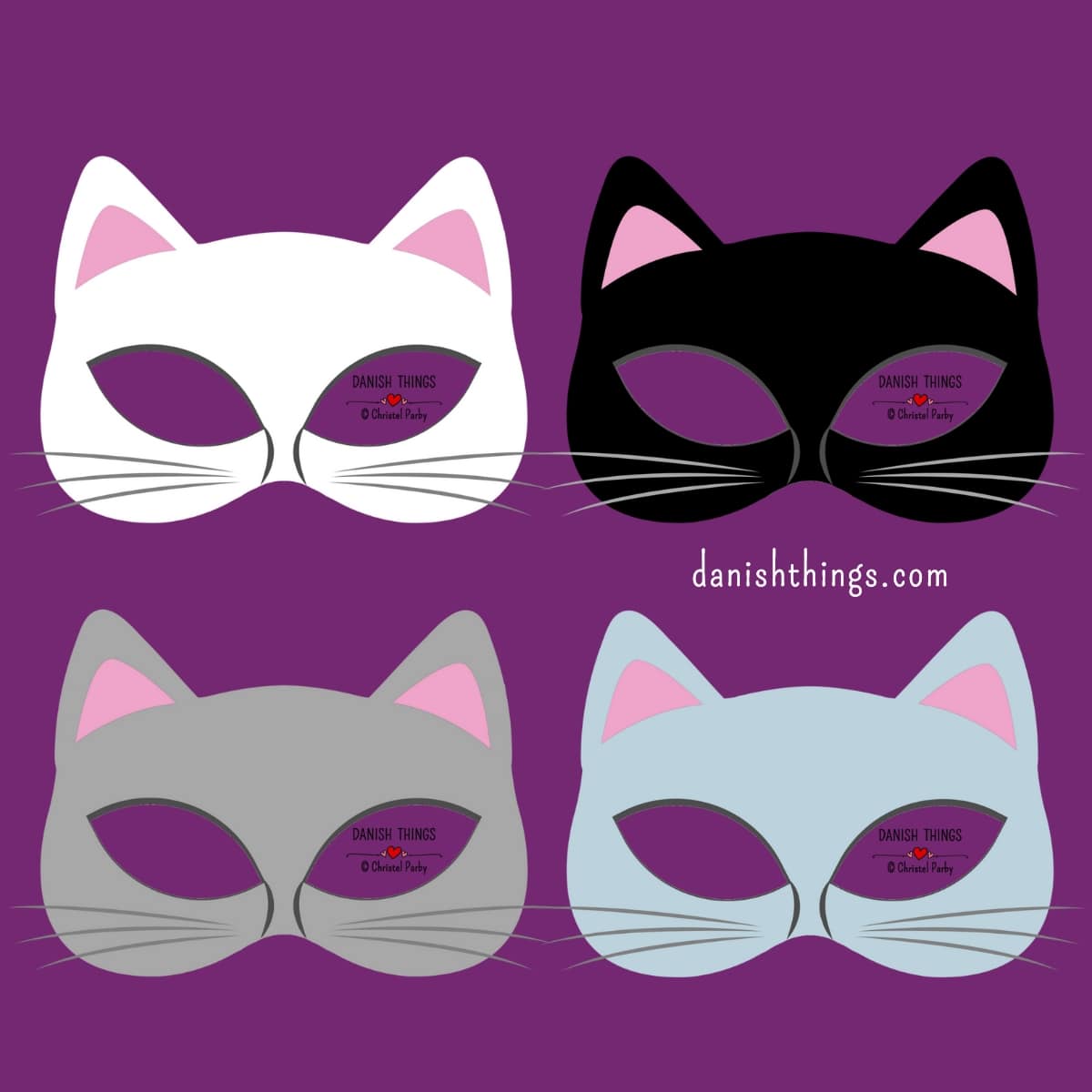 Kattemaske til fastelavn og halloween - Danish Things
